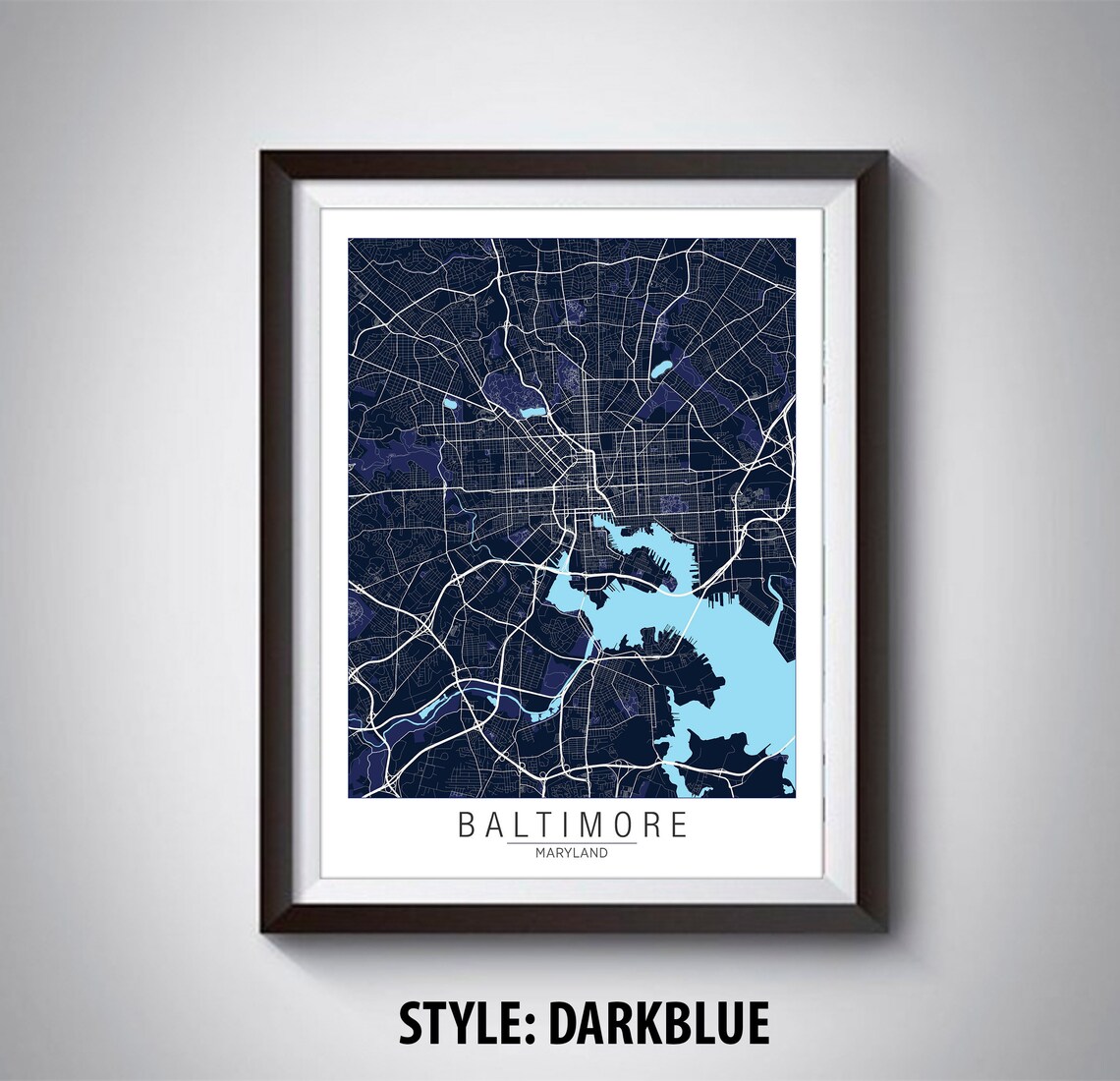 Map of Baltimore MD Baltimore Map Baltimore Poster | Etsy