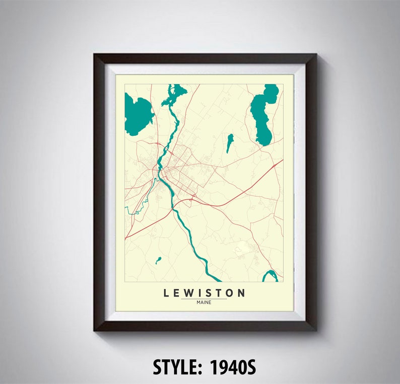 Map of Lewiston ME Lewiston Map Lewiston Poster Office - Etsy