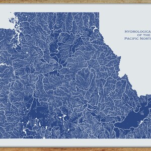 PNW Rivers and Lakes Map: Pacific Northwest Hydrological Poster - Etsy