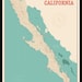 Baja California Map Baja Map Print Baja Mexico Poster Retro Map - Etsy