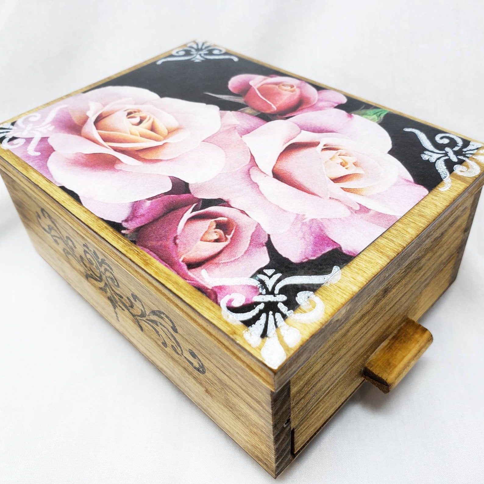 PERSONALIZED Rose Jewelry Box With Mirror & Drawer jewelry - Etsy