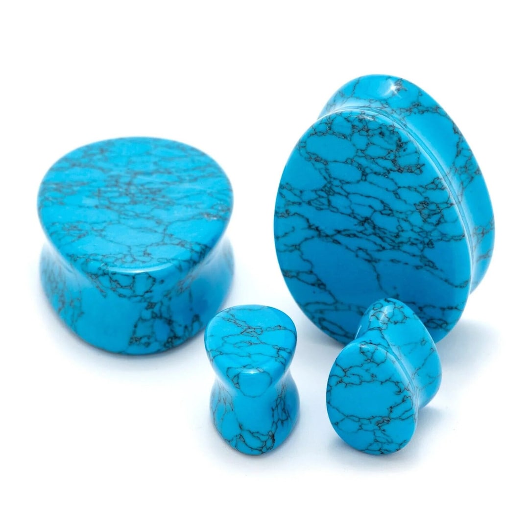 Turquoise Stone Teardrop Ear Plugs Gauges Tunnels Teardrop Shaped Blue ...