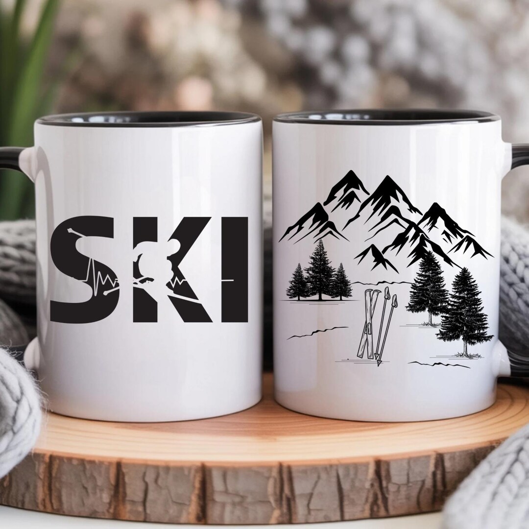 Ski Mug, Winter Skiing Coffee Cup, Mountain Landscape Mug, Apres Ski ...
