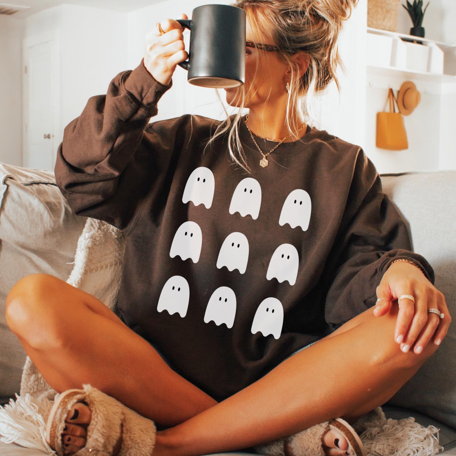 Y2K Ghost Sweatshirt, Cute Preppy Halloween Crewneck, Vintage 2000s ...