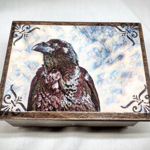 PERSONALIZED Vintage Raven Jewelry Box With Mirror & Drawer Organizer ...