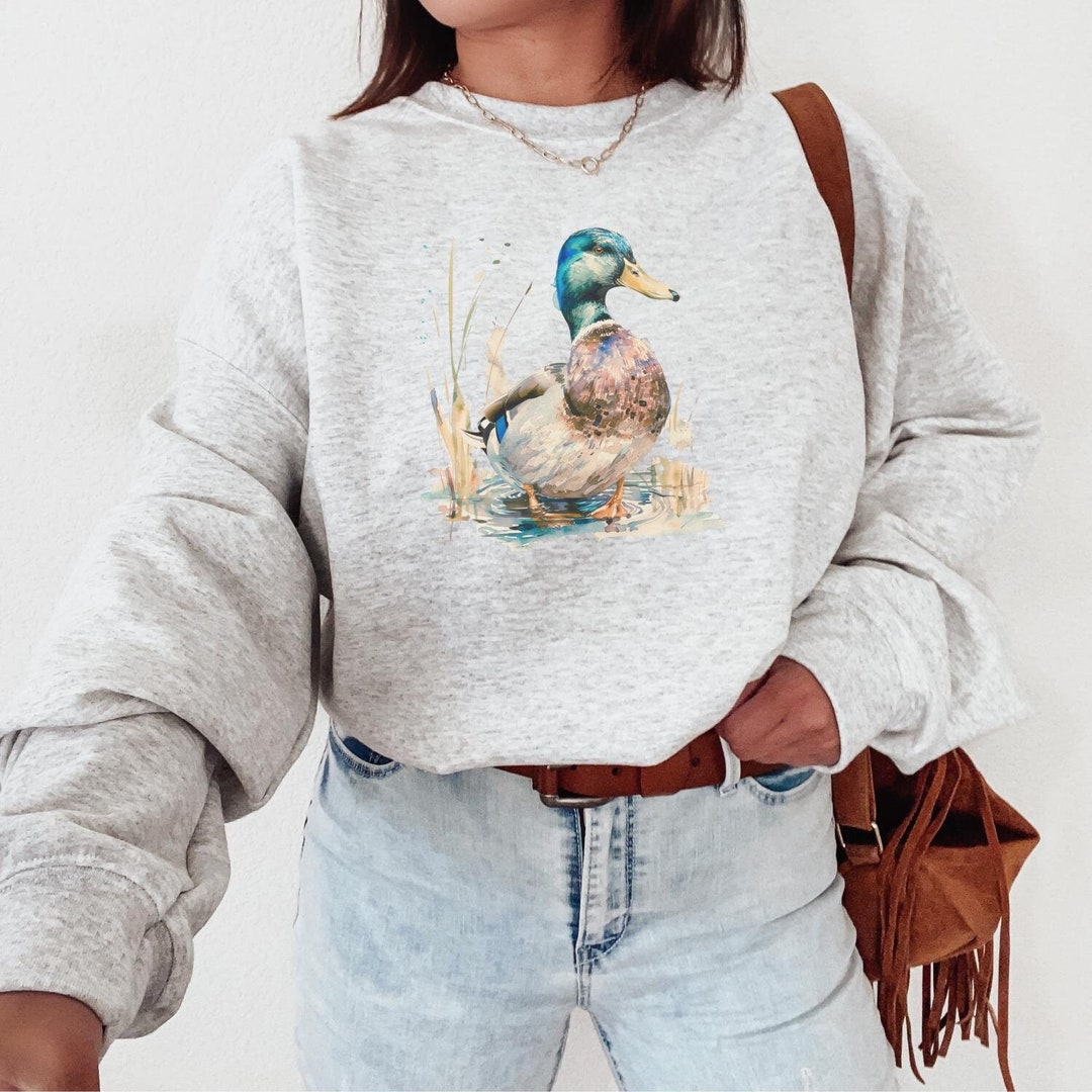 Retro Duck Wilderness Scene Sweatshirt, Duck Sweatshirt, Boho Unisex ...
