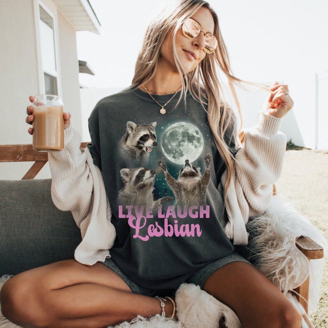 Live Laugh Lesbian Shirt Wlw Sapphic Vintage Graphic Tee Lesbian T