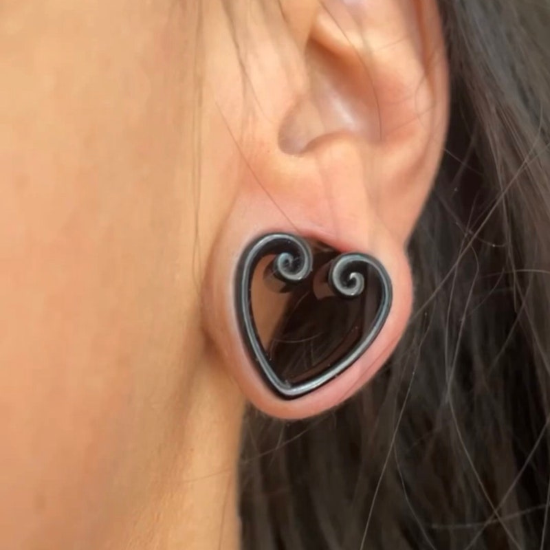 Heart Shaped Ear Tunnels - Etsy