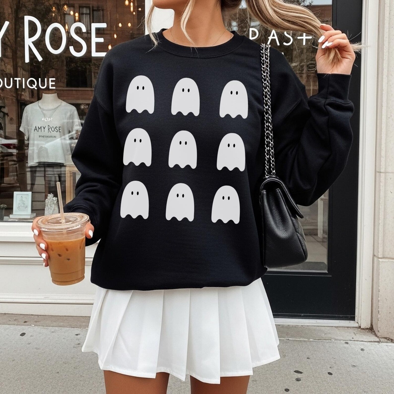 Y2K Ghost Sweatshirt, Cute Preppy Halloween Crewneck, Vintage 2000s ...