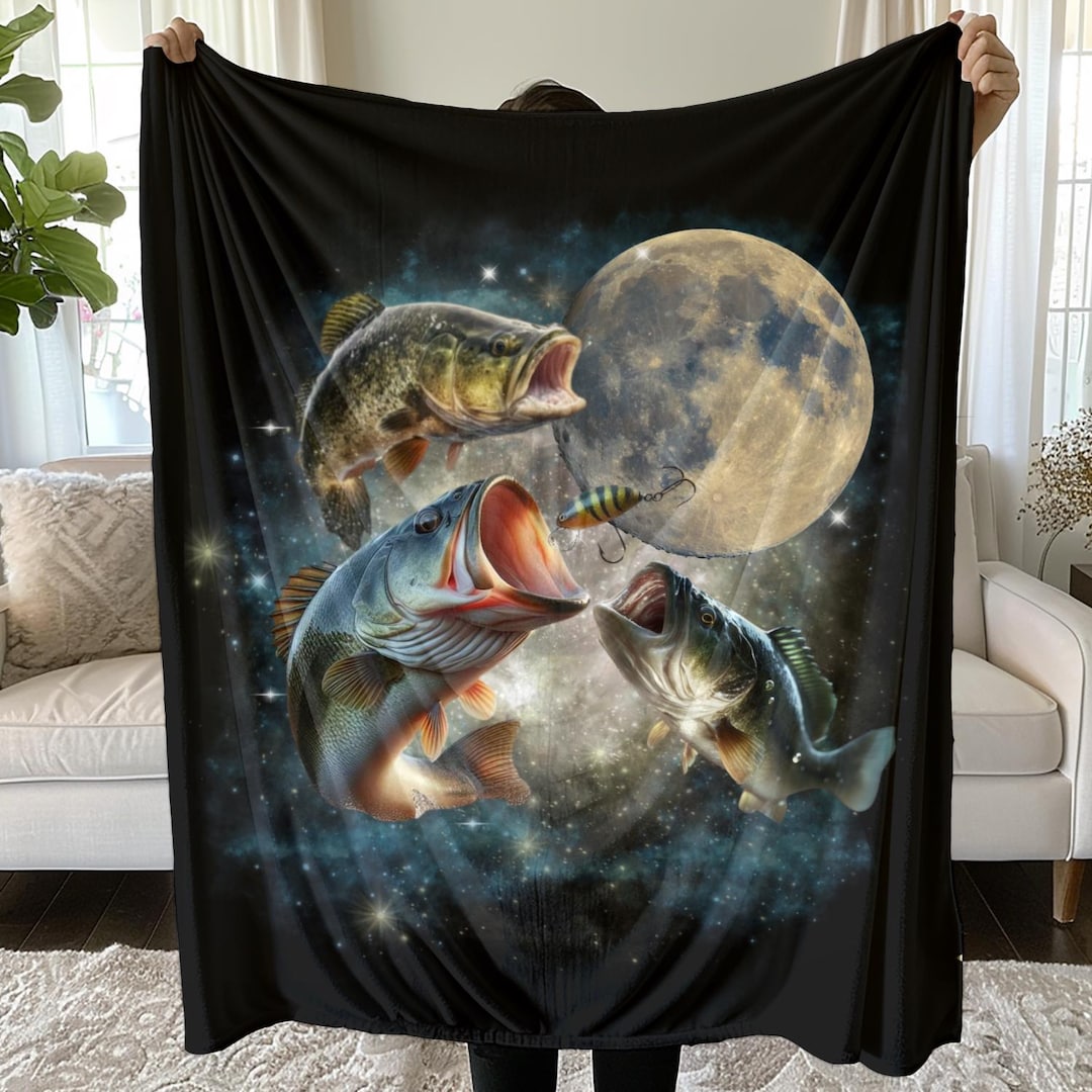 Vintage 90s Largemouth Bass Blanket, Mens Blanket, Fish Gift, Fisherman ...