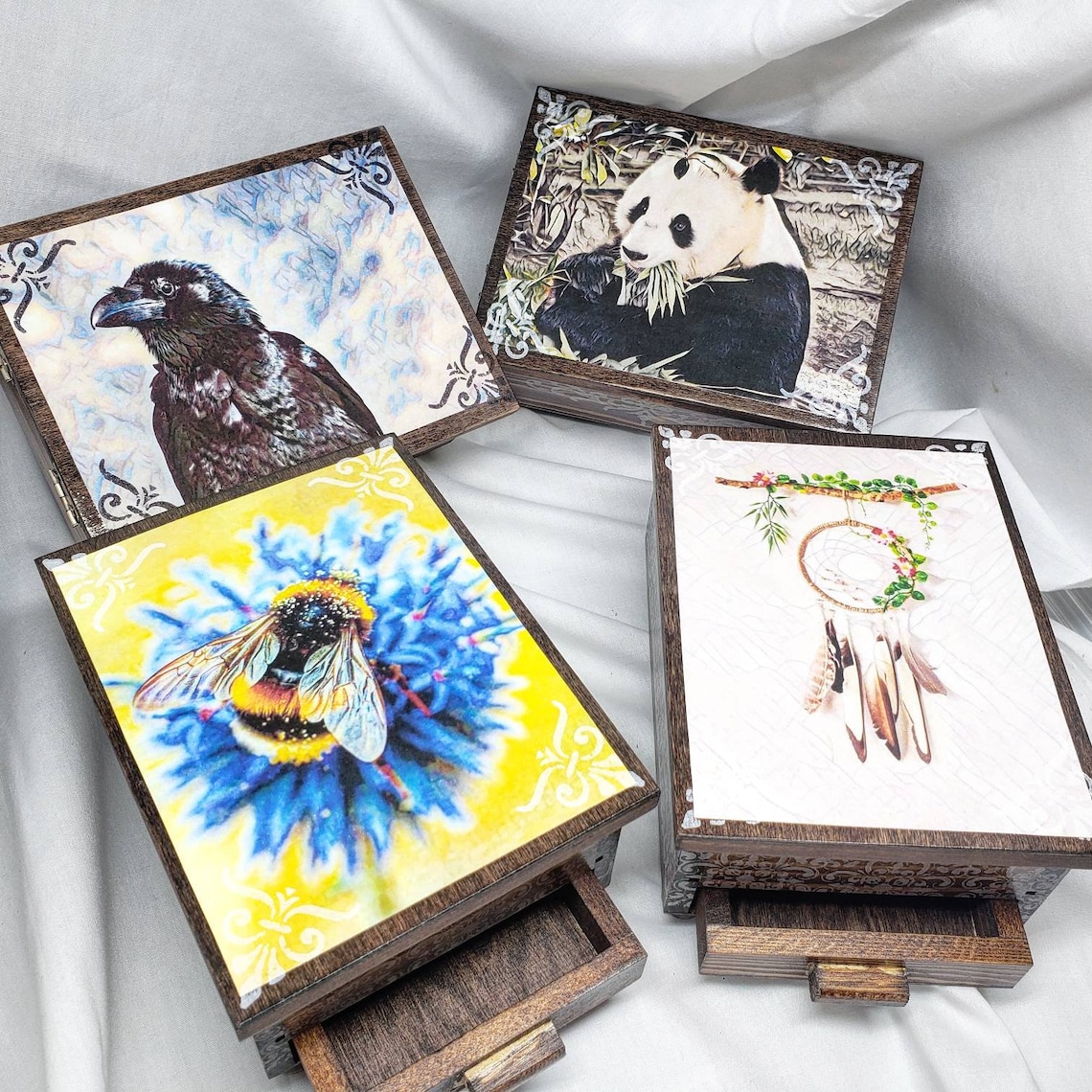 PERSONALIZED Vintage Panda Jewelry Box With Mirror & Drawer - Etsy