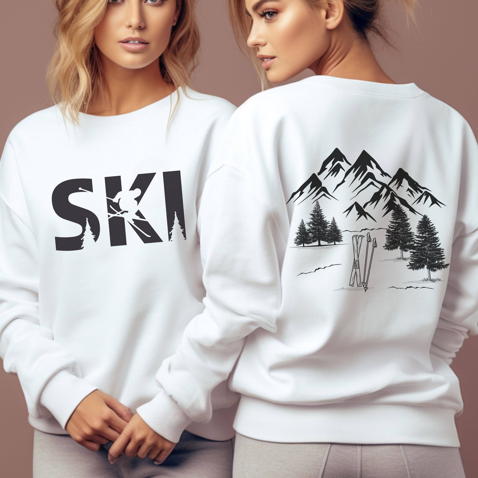 Ski Sweatshirt, Ski Hoodie Winter Sports Sweatshirt, Skiing Sweatshirt ...