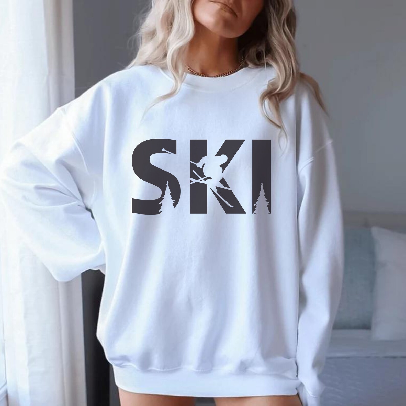 Ski Sweatshirt, Ski Hoodie Winter Sports Sweatshirt, Skiing Sweatshirt ...