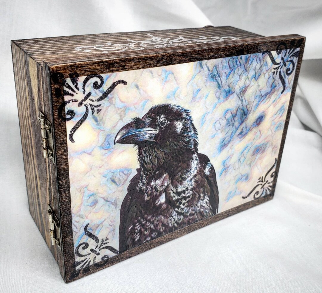 PERSONALIZED Vintage Raven Jewelry Box With Mirror & Drawer Organizer ...