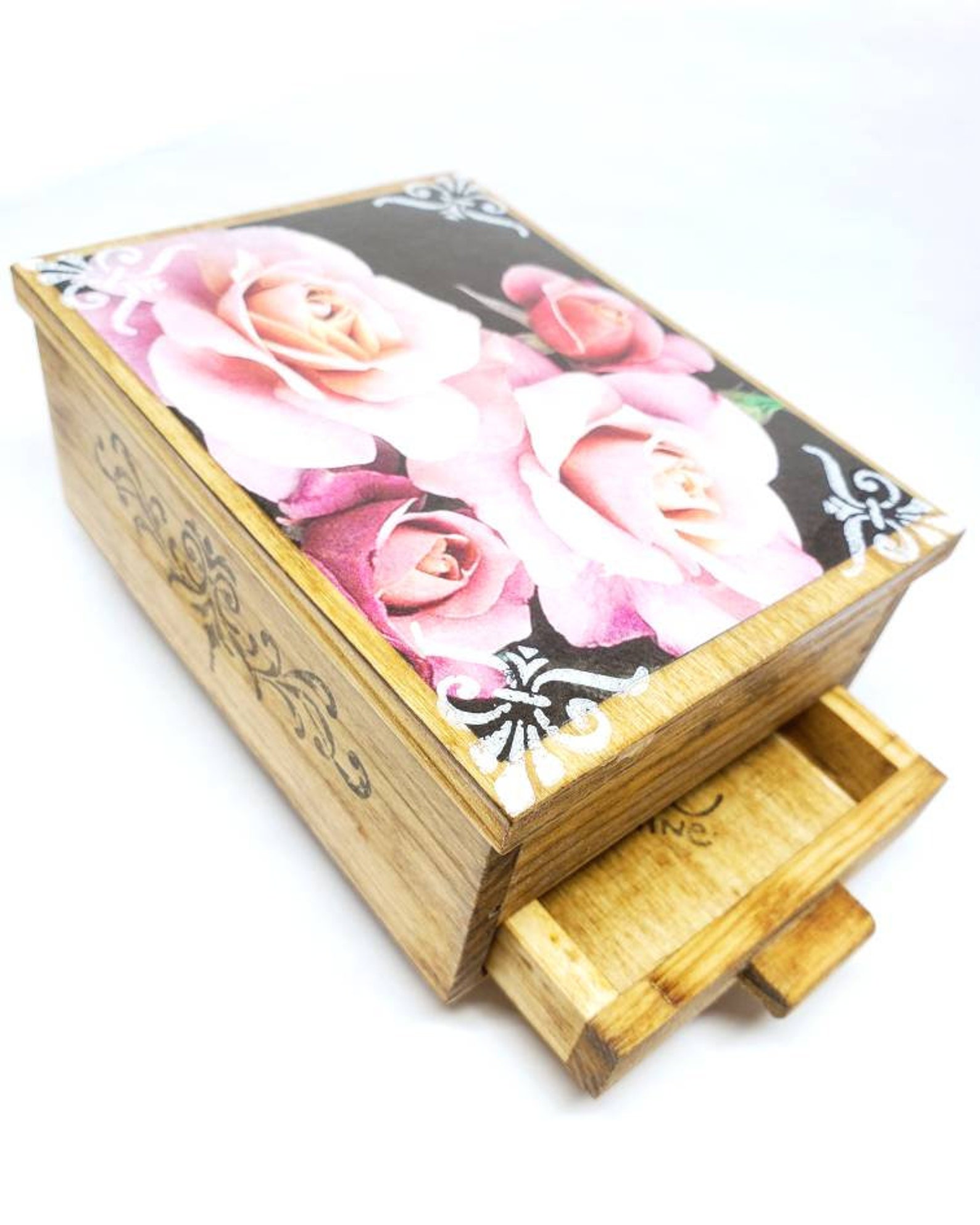 PERSONALIZED Rose Jewelry Box With Mirror & Drawer jewelry - Etsy