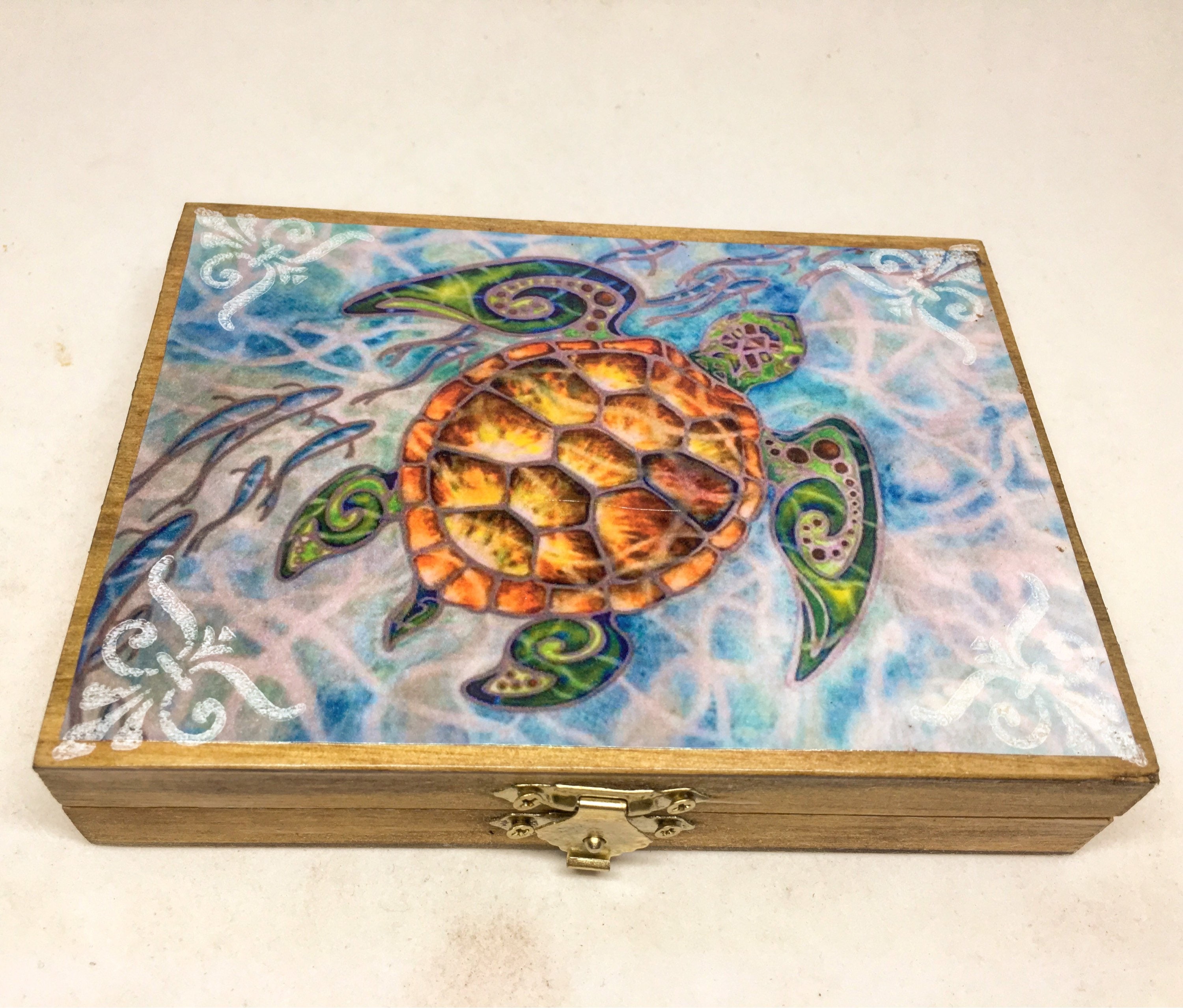 Handcrafted Vintage Sea Turtle Jewelry Box Stash Box/ Jewelry - Etsy