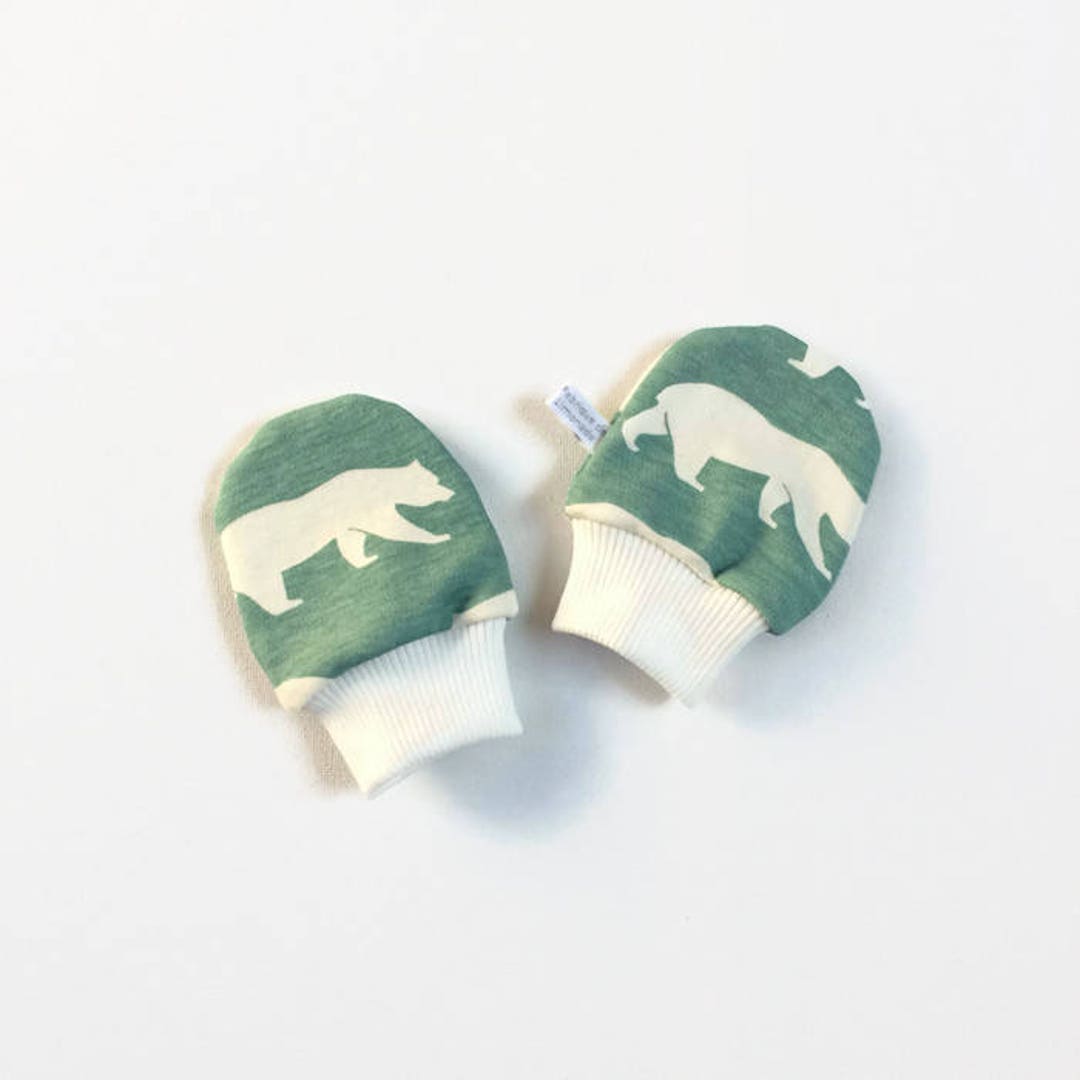 Green Organic Baby Scratch Mitts. Infant Mittens With Cuffs. Shower ...
