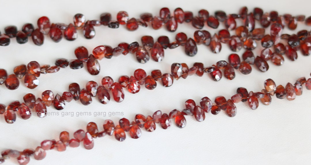 Jacinth Zircon Faceted Pears Red Brown Gemstone Pears 7.5 Inch Natural ...