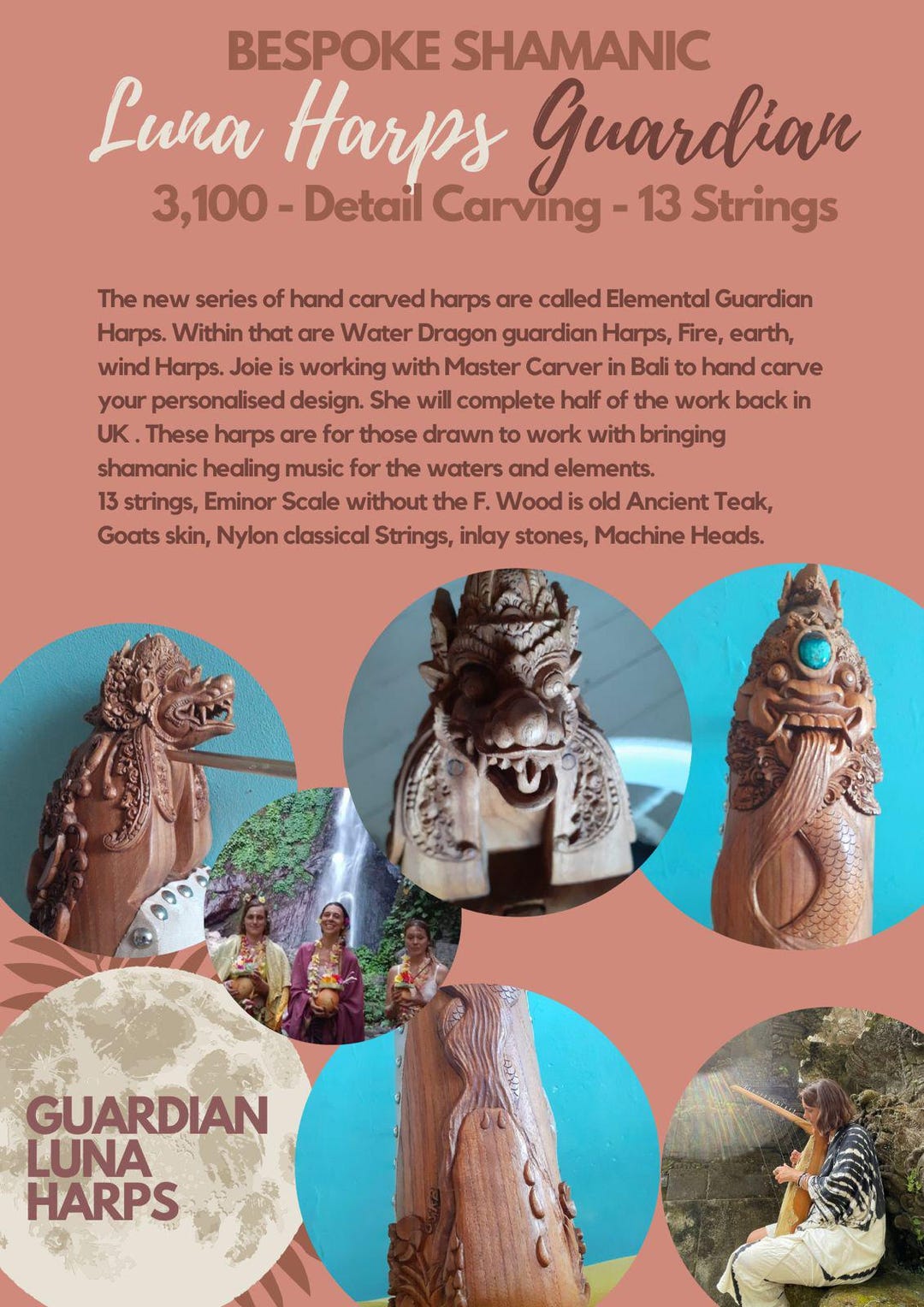 Bespoke Water Dragon Guardian / Luna Harp - Etsy