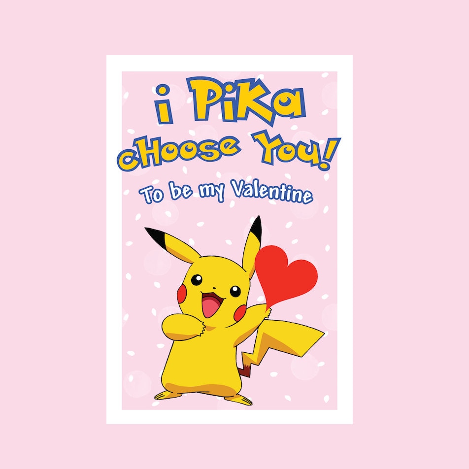 Pokemon Valentine's Day Card Pikachu Valentine 4x6 Instant PRINTABLE ...