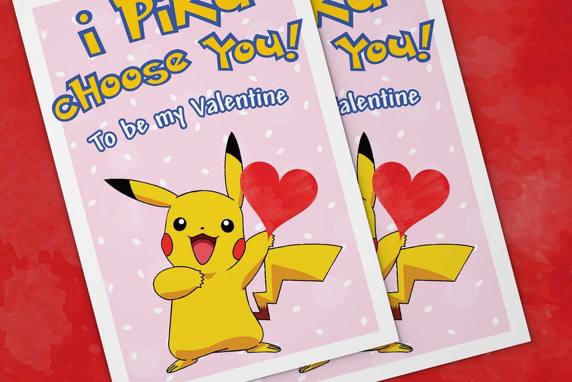 Pokemon Valentine's Day Card Pikachu Valentine 4x6 Instant PRINTABLE ...