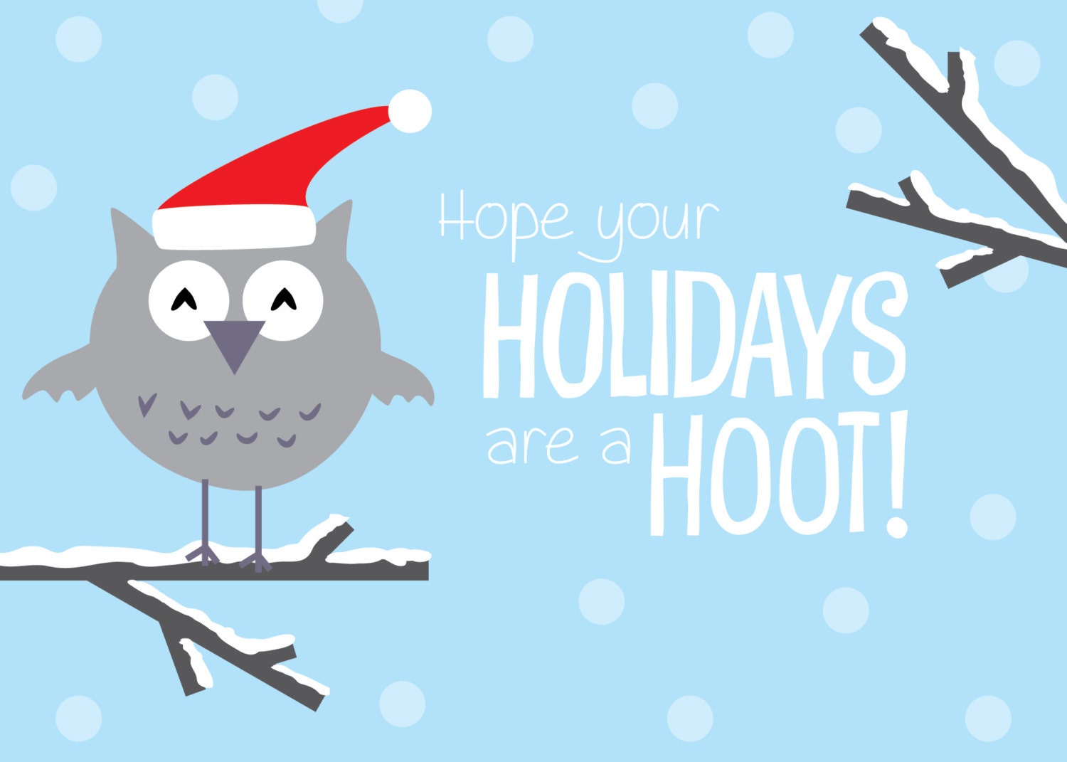 Owl in the Snow Merry Christmas Happy Holidays Holiday | Etsy