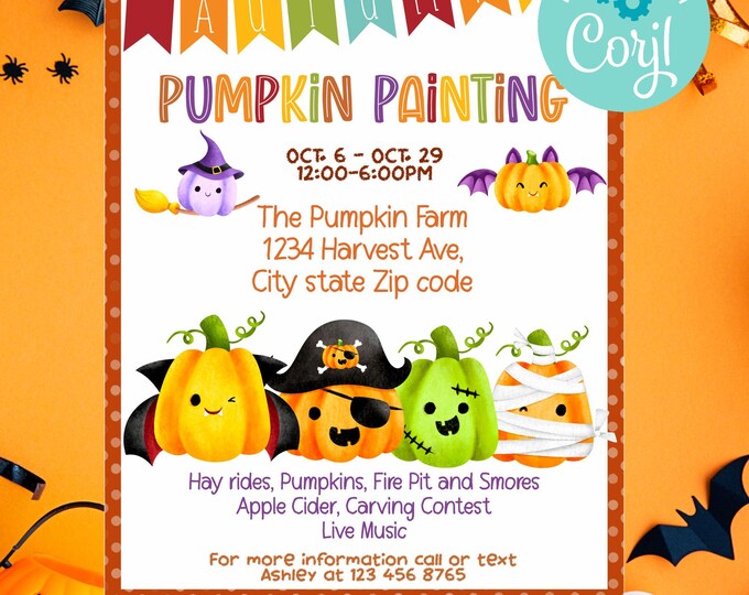 EDITABLE Pumpkin Painting Party Fundraiser Flyer/poster Printable ...