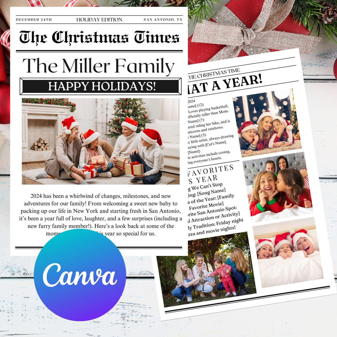 Christmas Newsletter Template Editable Year in Review Card Printable ...
