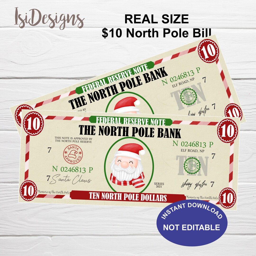 Holiday Bucks, Last Minute Gift, Stocking Stuffer, Santa Printable ...