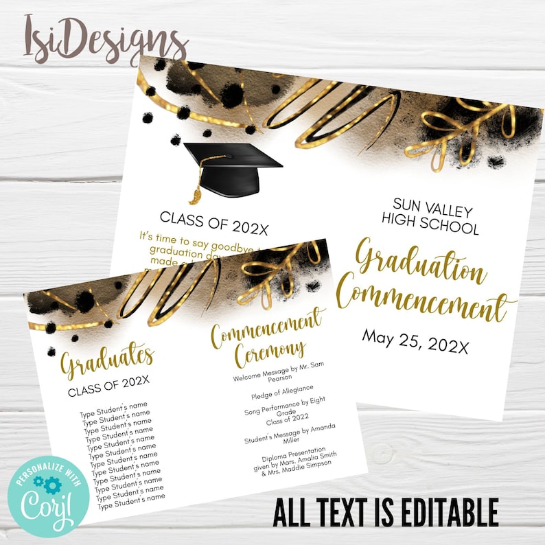 Editable Graduation Ceremony Program, School Ceremony Template, Digital ...