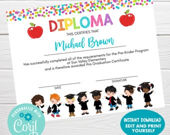 Editable Kindergarten Certificate Templates, Kindergarten Graduation ...