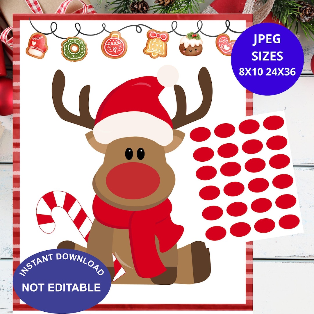 Pin the Nose on the Reindeer Christmas Game | Fun Holiday Party ...