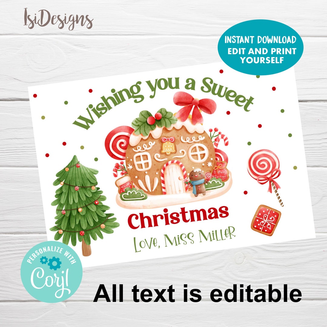 Holiday Postcard for Students Editable Christmas Card, Instant Download ...