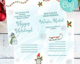Band Christmas Concert Program Template Hq Printable Documents