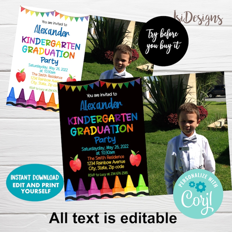 Kindergarten Editable Invitation, Instant Download, Kindergarten ...