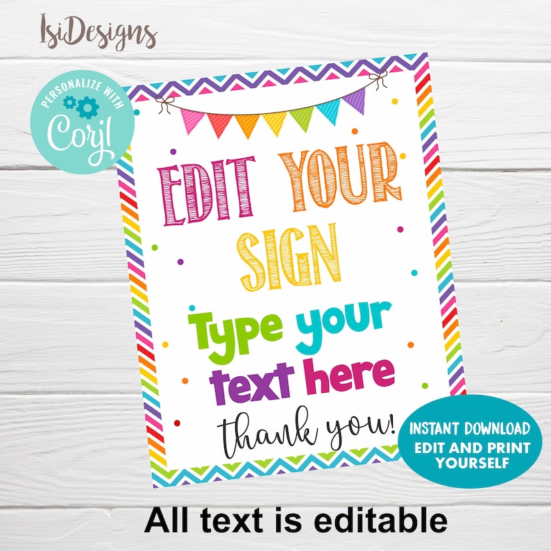 Editable Rainbow Colors Sign 8x 10 Printable Sign Instant - Etsy