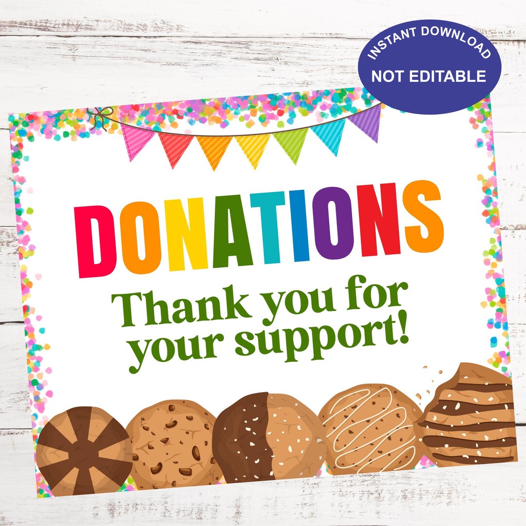 Printable Cookie Donation Sign | Girl Cookie Sale Fundraiser | Instant ...