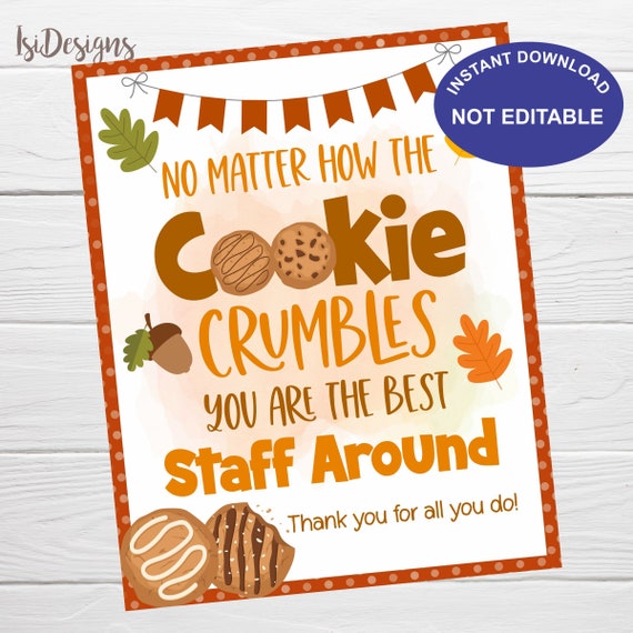 Cookie Appreciation Sign Fall Appreciation Staff Employee - Etsy