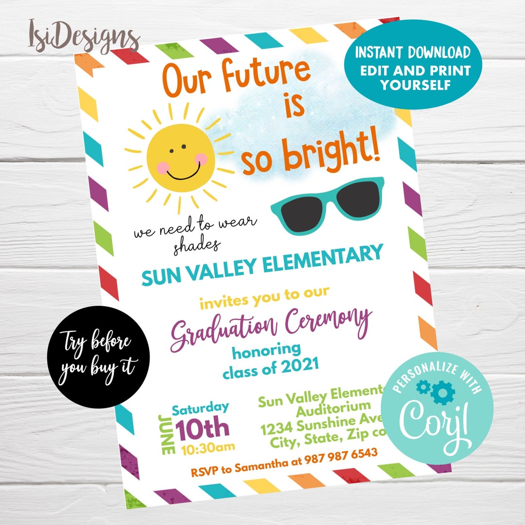 Our Future is Bright Kindergarten Graduation Ceremony Editable ...