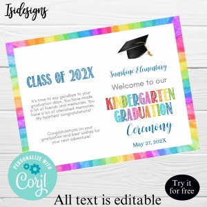 Graduation Ceremony Program Editable Template, Kindergarten Graduation ...