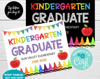 EDITABLE DATE Kindergarten Graduation Photo Prop, Last Day End of ...