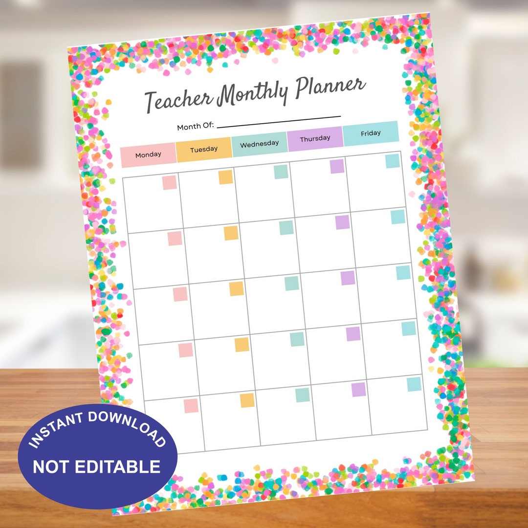 Monthly Lesson Planner, Printable Teacher Lesson Plan, PDF Teacher ...