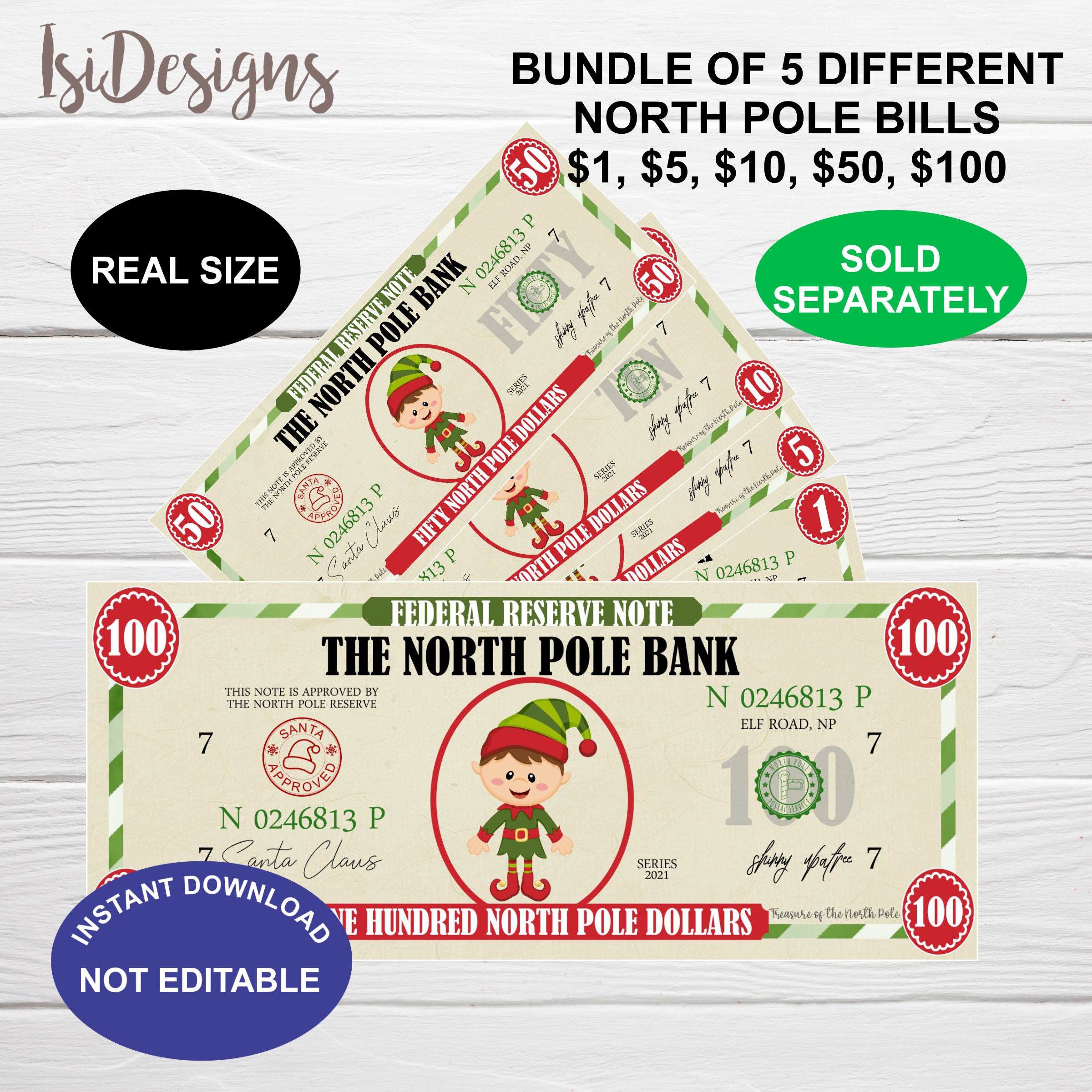 Printable North Pole Money Instant Download Holiday Elf | Etsy