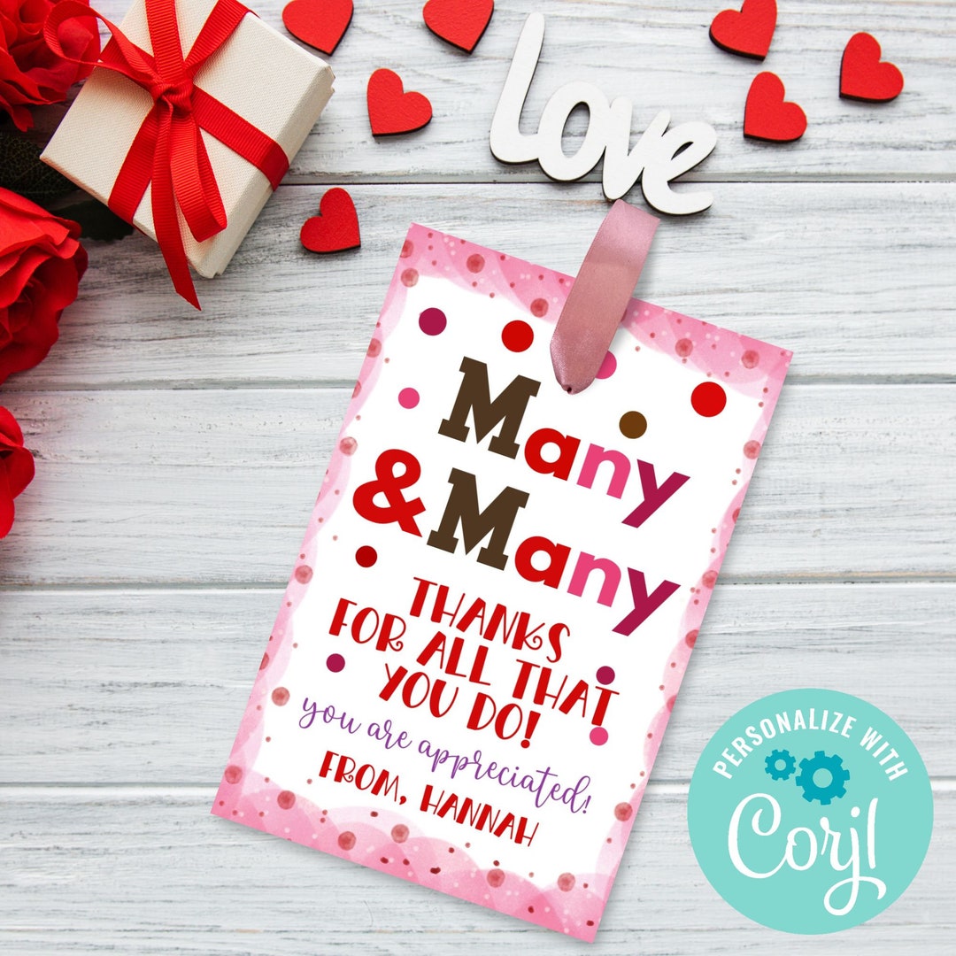 Valentine's Appreciation Editable Tag, Candy Thank You Gift Tags ...