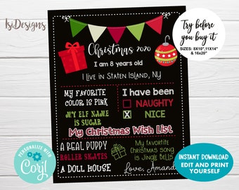 Santa Chalkboard | Etsy
