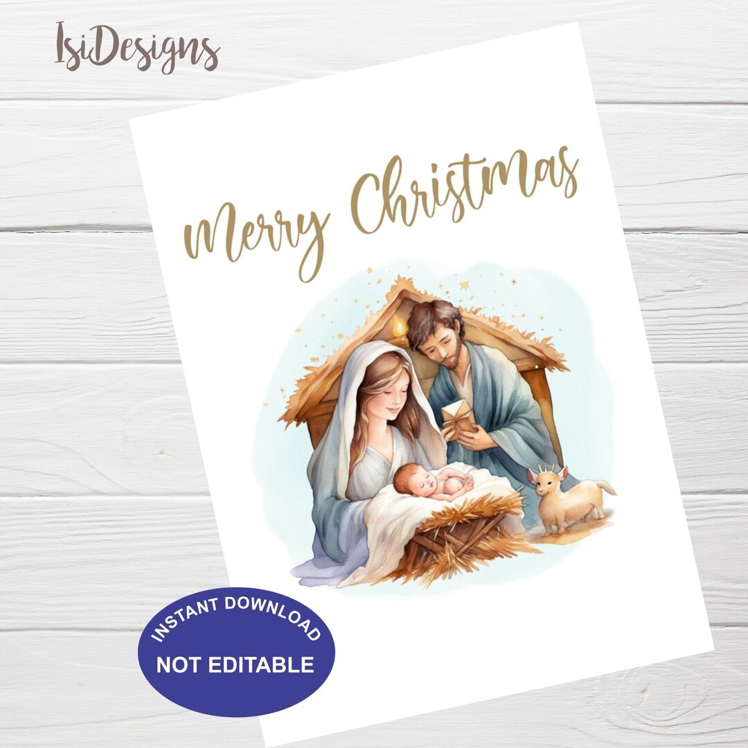 Christmas Nativity Printable Tags, Manger Scene Tag, Printable Gift Tag ...