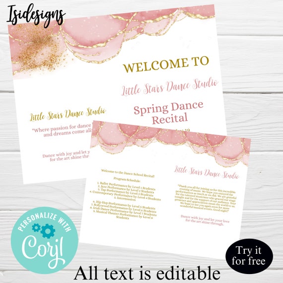 Editable Spring Dance Recital Program, Instant Download, Dance School ...