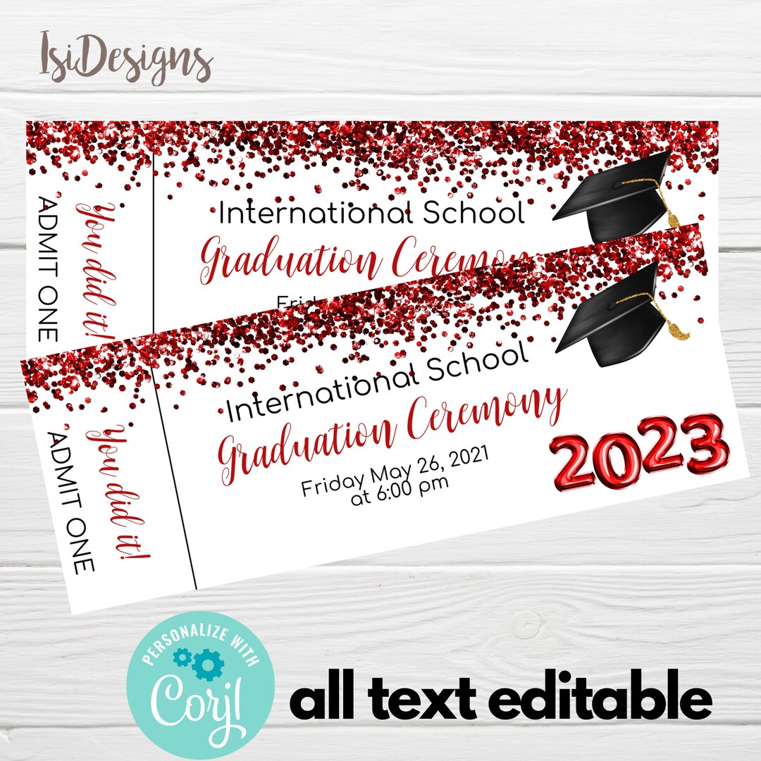 Graduation Ceremony Ticket Invite, Instant Download, Graduation ...