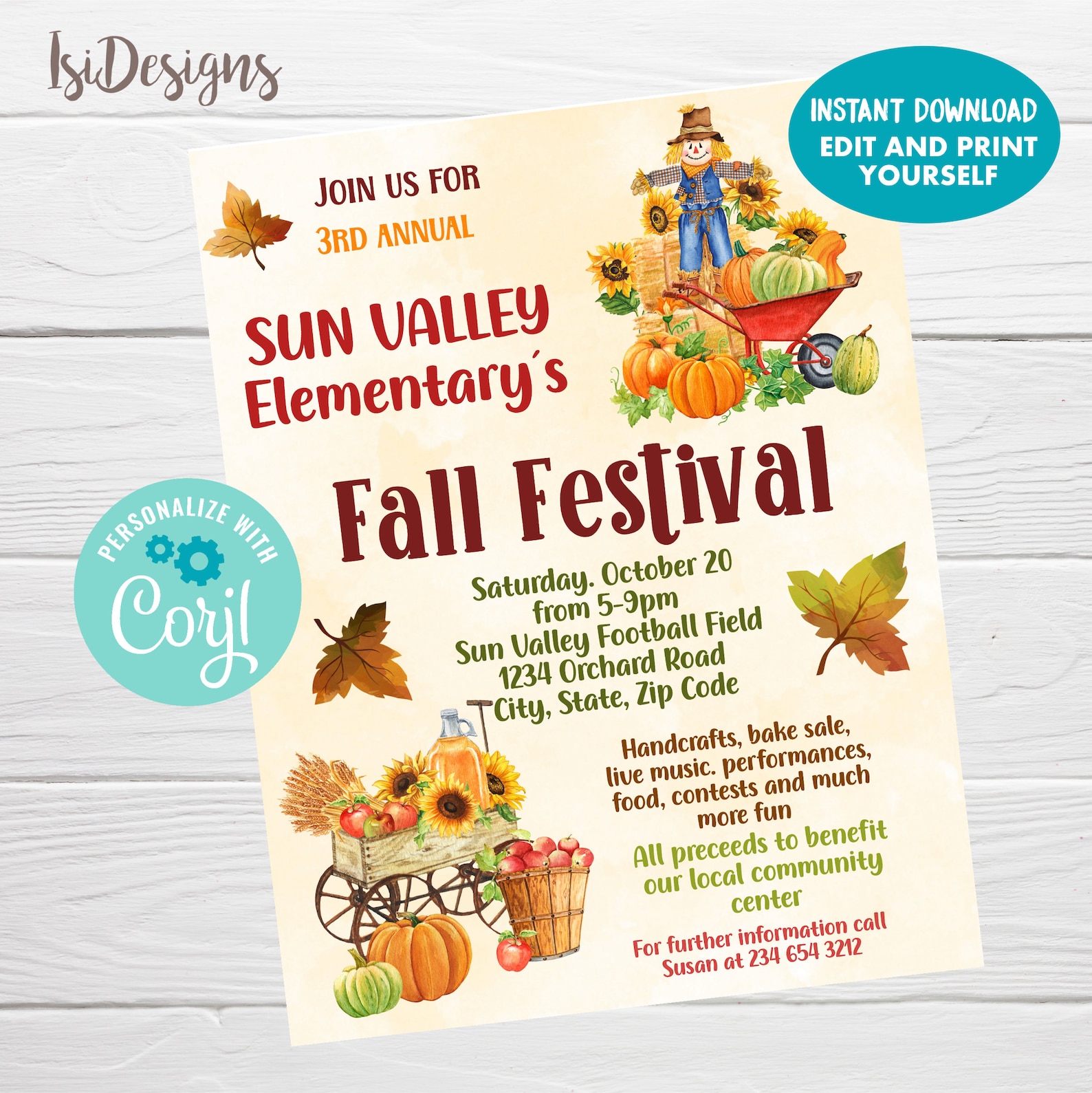 Editable Fall Festival Flyer, Harvest Festival, School Church Community ...