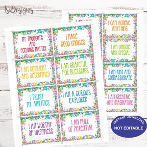 Printable Positive Affirmation Cards for Kids, Instant Download ...